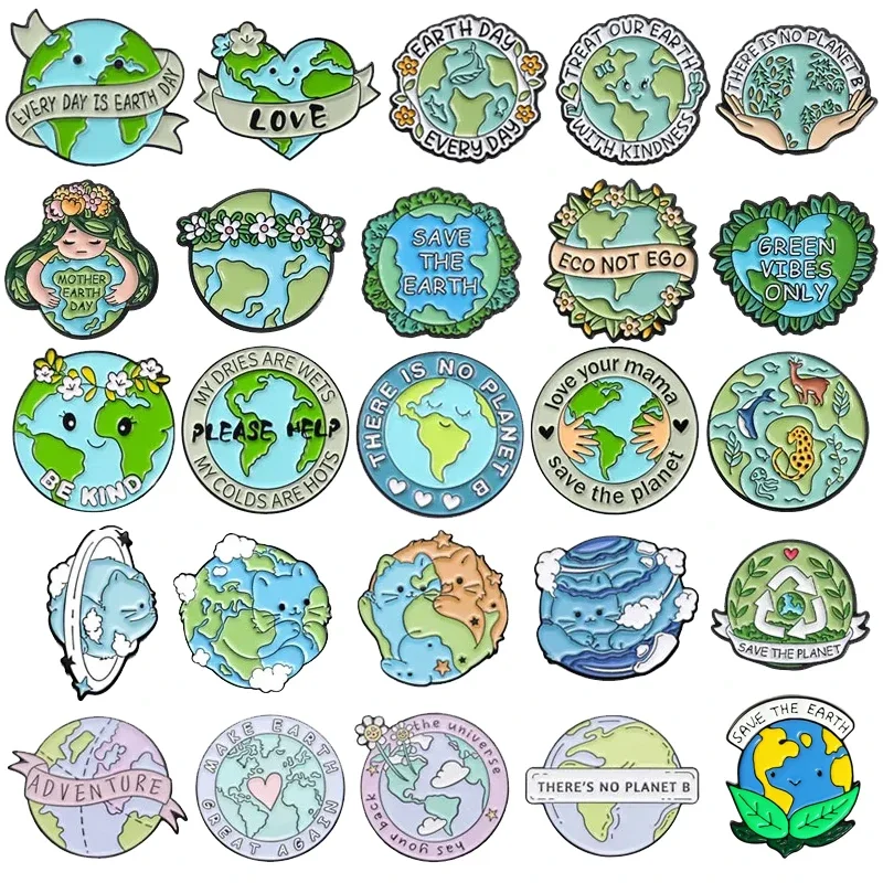 Protect-Earth-Environment-Collection-Enamel-Pins-Custom-Green-Earth-Day ...