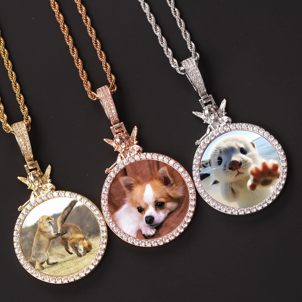 Fashion-Classic-Iced-Out-Angel-Photo-Frame-Pendant-Jewelry-Men-Women ...