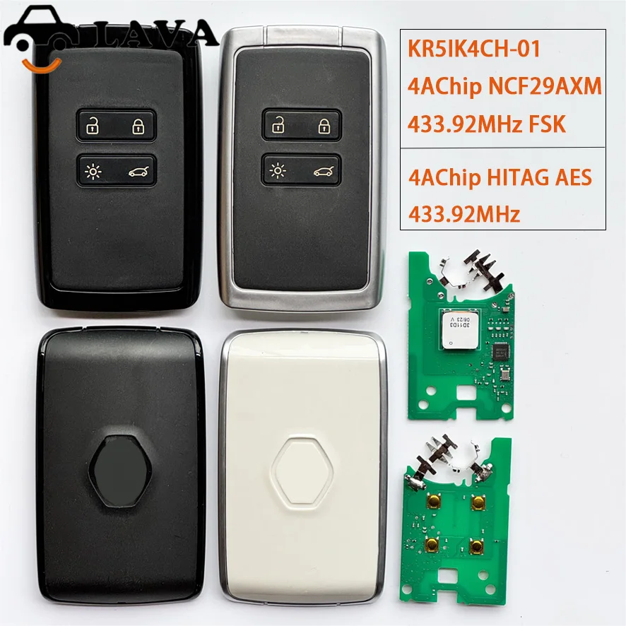 LAVA KR5IK4CH-01 4A Chip 433MHz Car Remote Key For Renault Megane IV ...