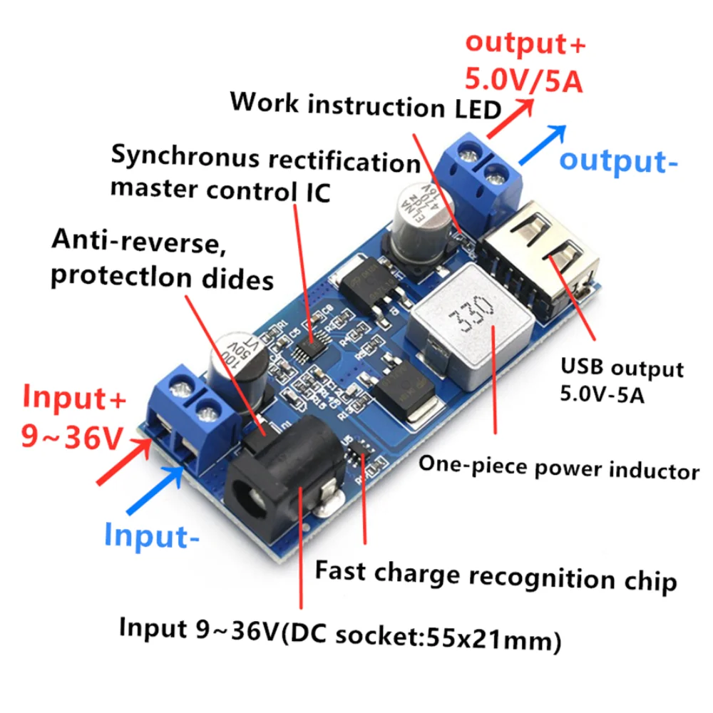 DC-DC 24V/12V To 5V 5A Step Down Power Supply Buck Converter Replace ...