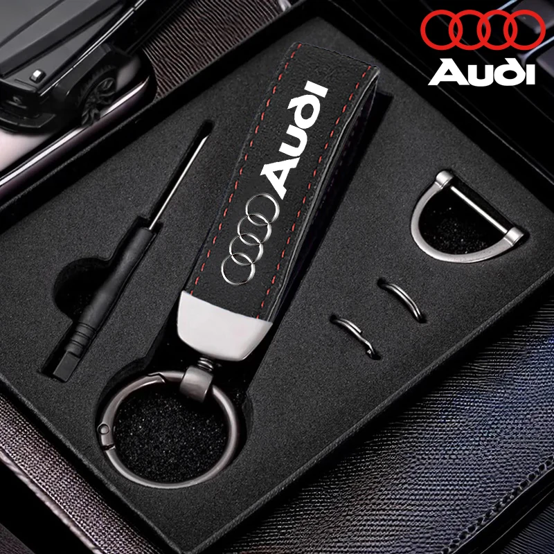 Carbon-Fiber-Leather-Keyrings-Car-Keychain-Accessories-For-Audi-Sline ...