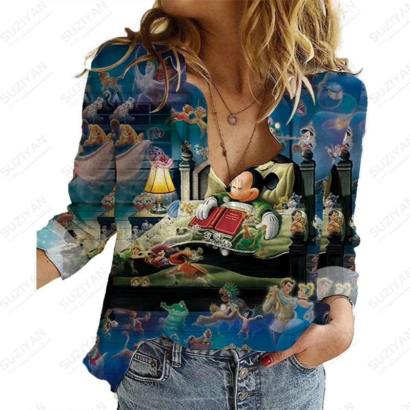 Women Blouse V-neck Long Sleeve Long-sleeved Blous Temperament Long ...