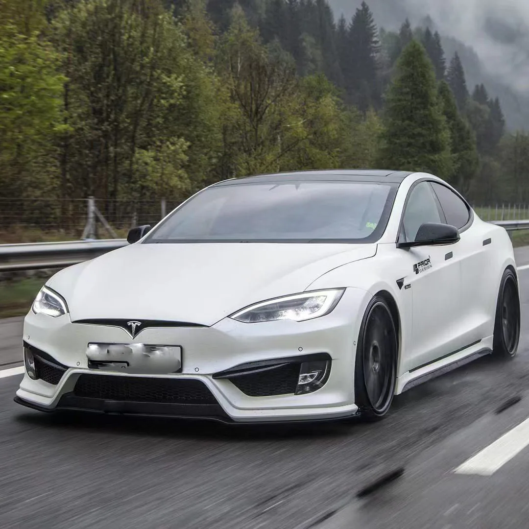 FOR-Tesla-Model-S-front-bumper-side-skirt-Rear-bumper-upgrade-body-kit ...