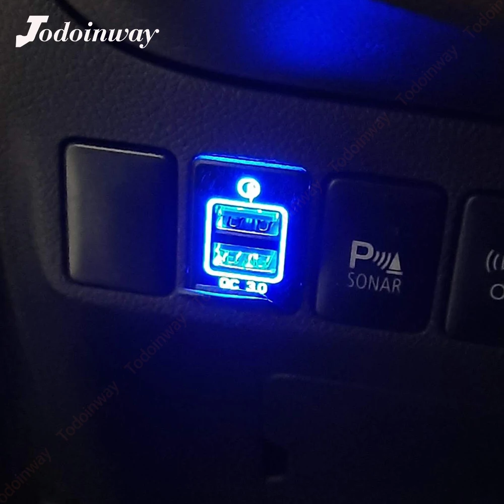 1pc Quick Charge 3.0 Car Charger Usb Cable Socket Switch For Toyota ...