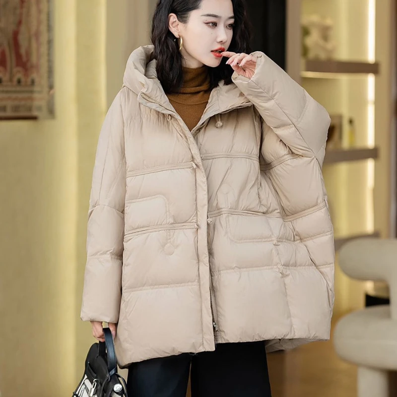 Chaqueta-suelta-con-capucha-para-mujer-abrigo-Parka-informal-abrigo-c ...