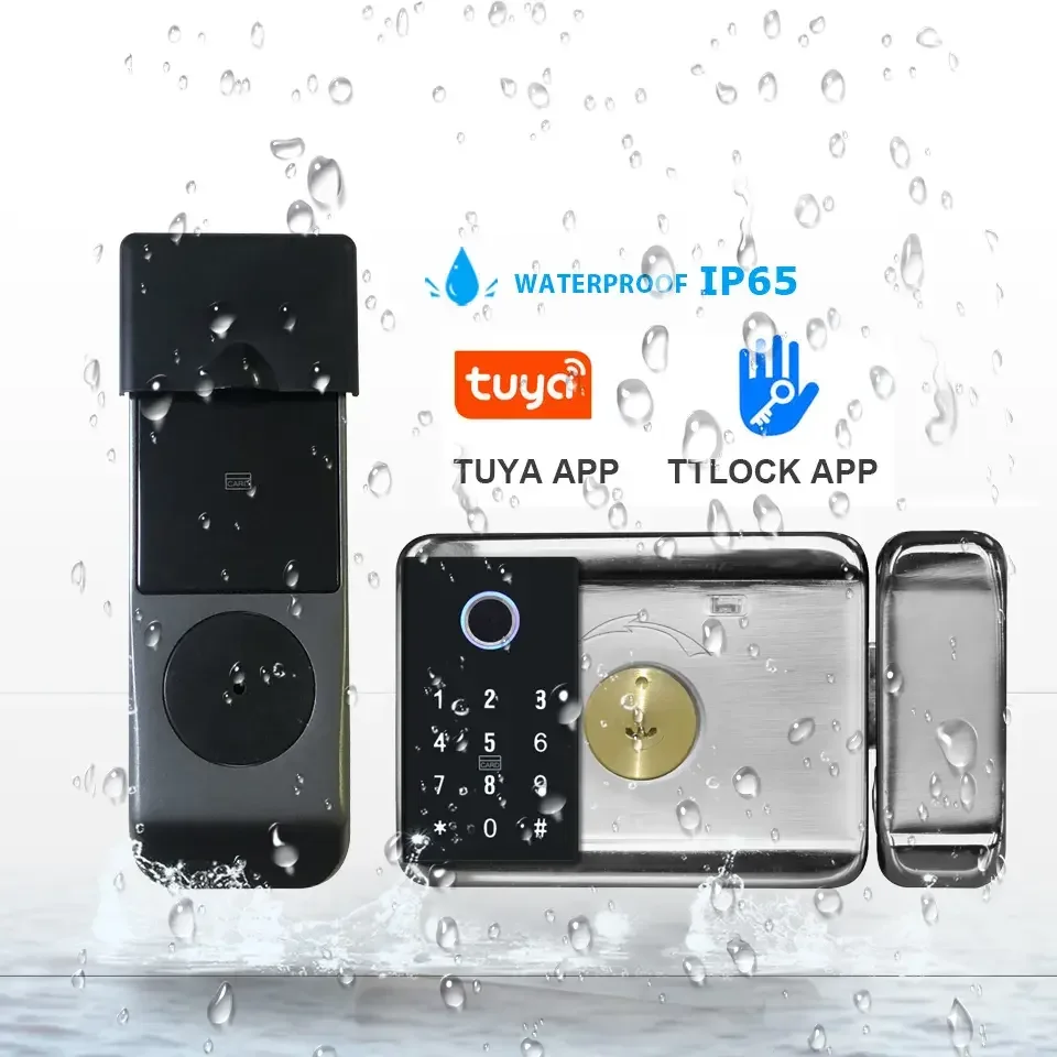 Tuya Wifi Smart lock Waterproof IP65 Double Side Fingerprint Code IC Card Electronic Outdoor ...