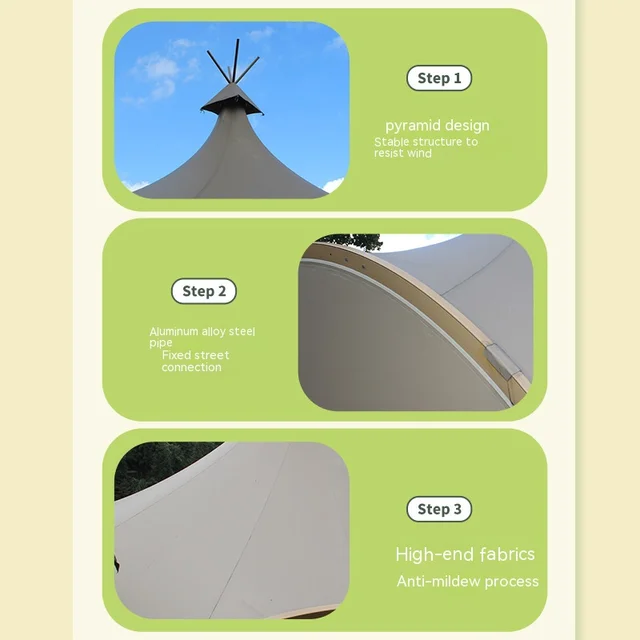 Outdoor leisure indian tent campsite pyramid tent bar party big straw ...