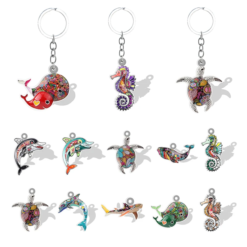 Resin-whale-hippocampus-turtle-dolphin-shark-Pendant-Keychain-Acrylic ...