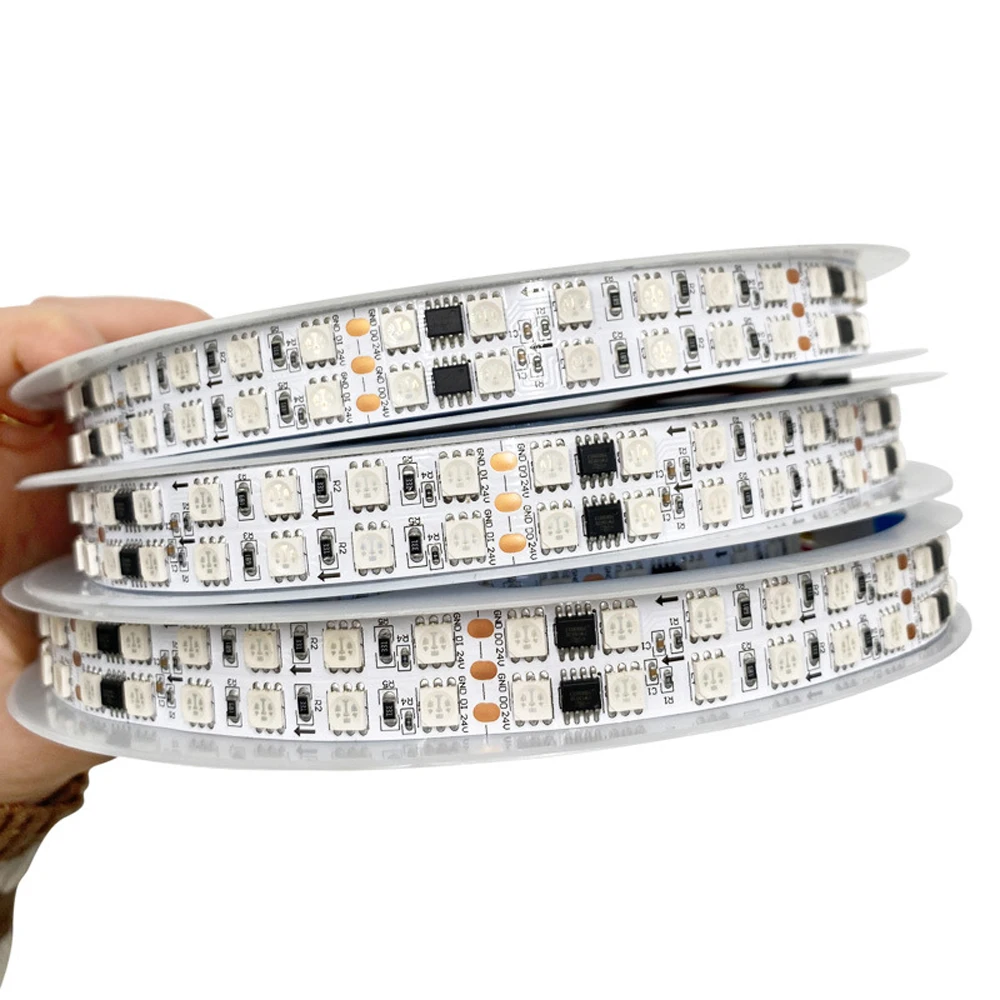 24V-WS2811-LED-Strip-Double-Row-Smart-RGB-Led-Light-2811-IC-5050-SMD ...