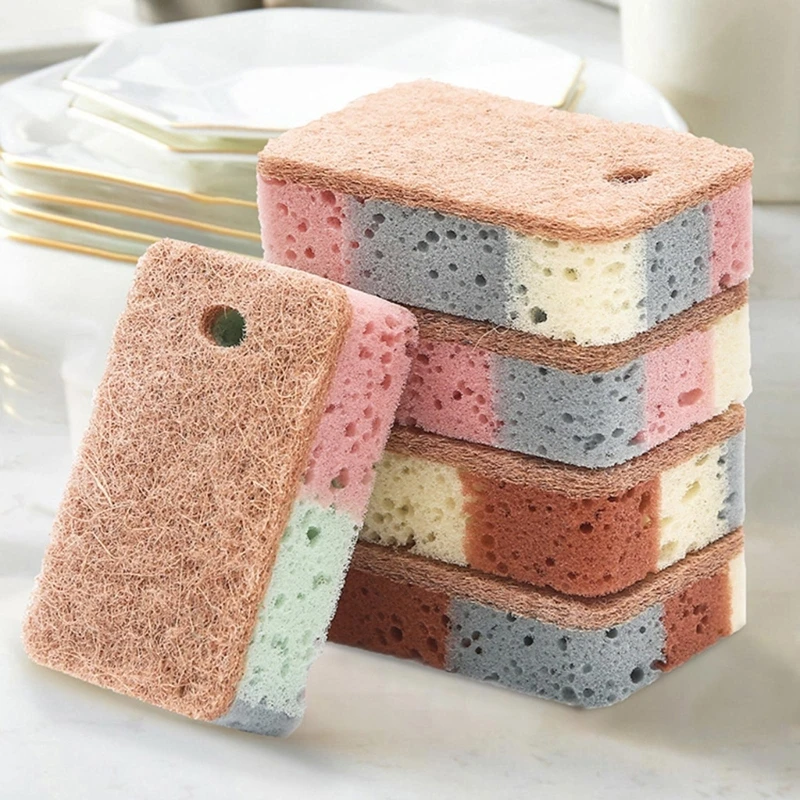 1/5pcs Pot Washing Sponges Double-sided Cleaning Spongs Household ...