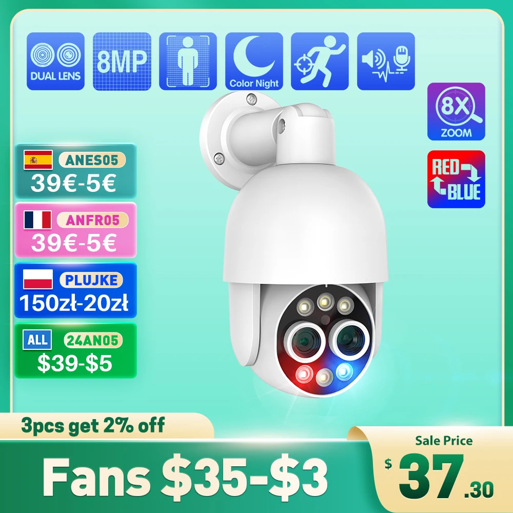 Techage-PTZ-4K-8MP-POE-Camera-8X-Hybrid-Zoom-2-8mm-12mm-Dual-Lens-Two ...