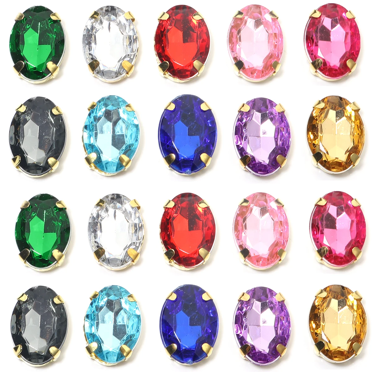 50Pcs Stainless Oval Gold Claw Acrylic Four Hole Claw Drill For Crystal ...