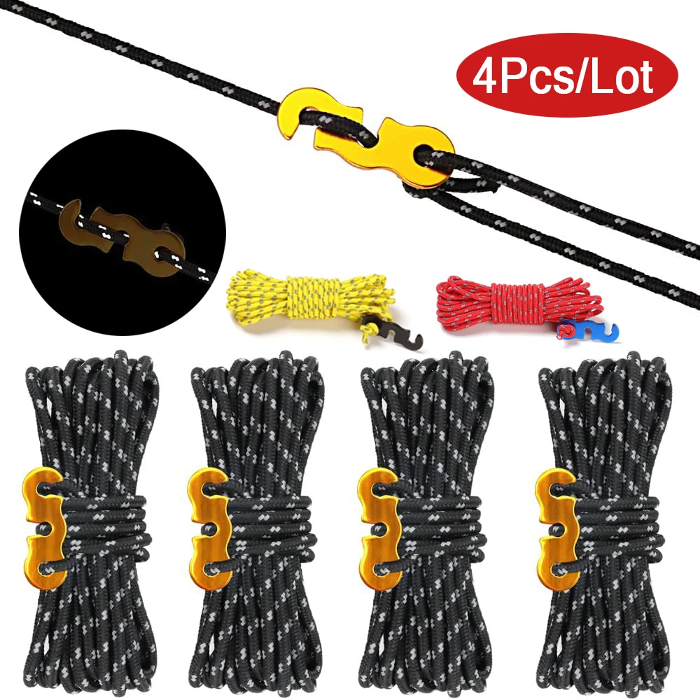 4Pcs-Outdoor-Guy-Lines-Tent-Cords-Reflective-Camping-Rope-with-Aluminum ...