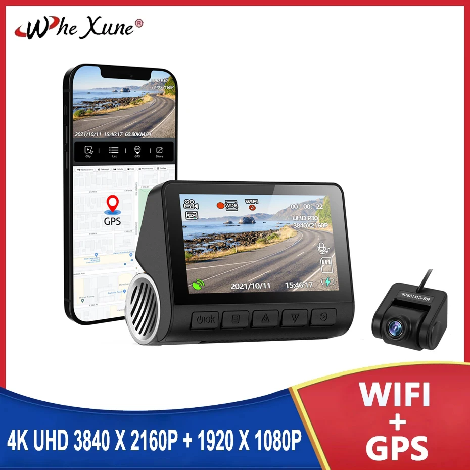 Novatek 96670 Sony IMX 415 WiFi Dash Cam 3.0 Inch Dual Lens Car DVR ...