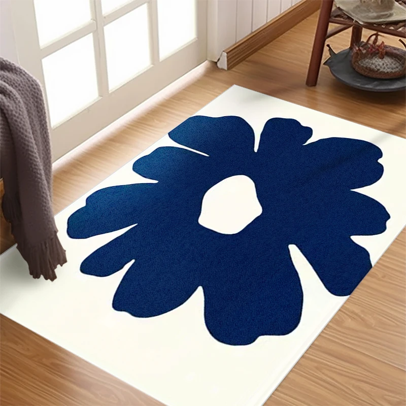 Minimalist-Blue-Flower-Carpet-Klein-Blue-Luxury-Decorative-Rug-Large ...