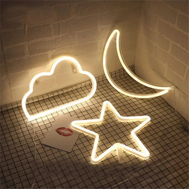 Christmas Led Neon Light Sign Moon Star Night Light Xmas Wedding Party ...