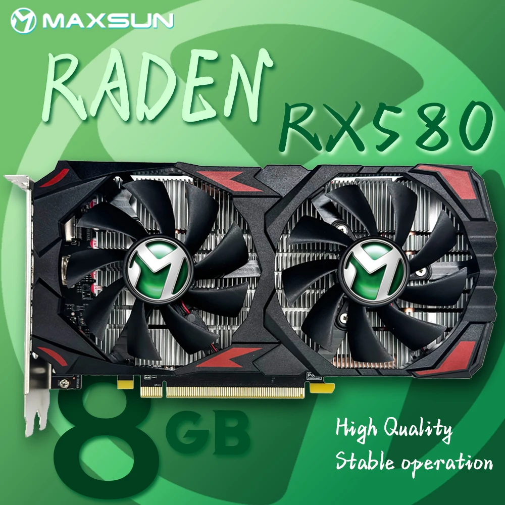 MAXSUN-AMD-RX-580-8GB-2048SP-8Pin-Placa-De-Video-Gaming-Graphics-Card ...