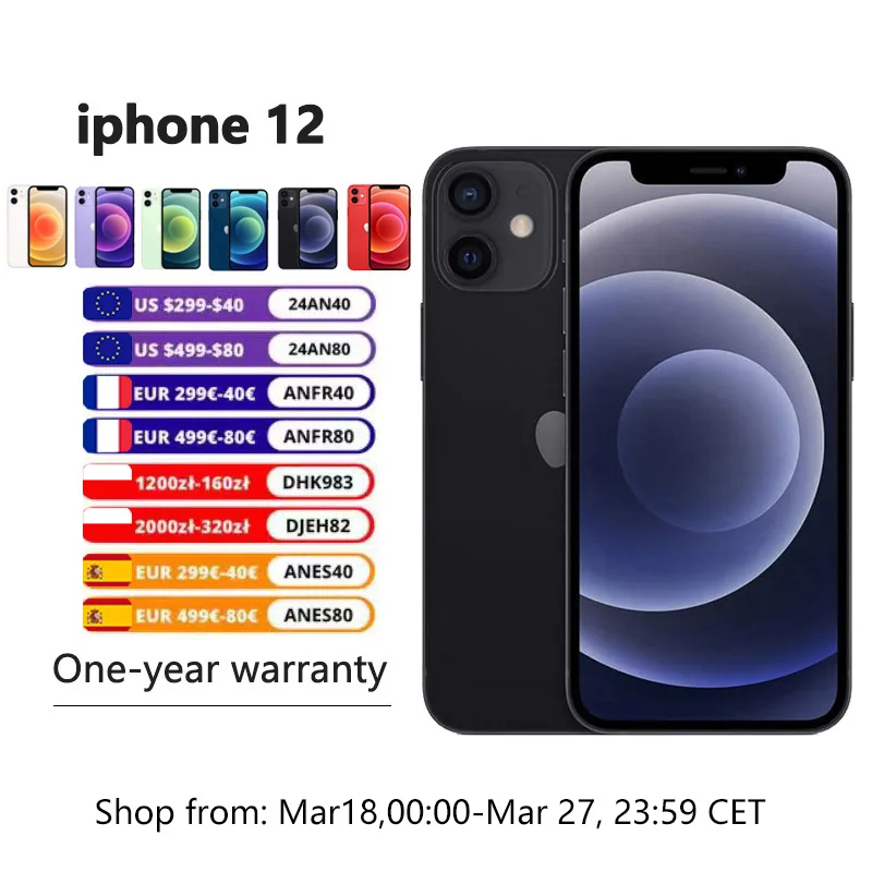 Original-Apple-unlock-iPhone-12-face-ID-6-1-5g-Ram-64GB-128GB-256gb-ROM ...