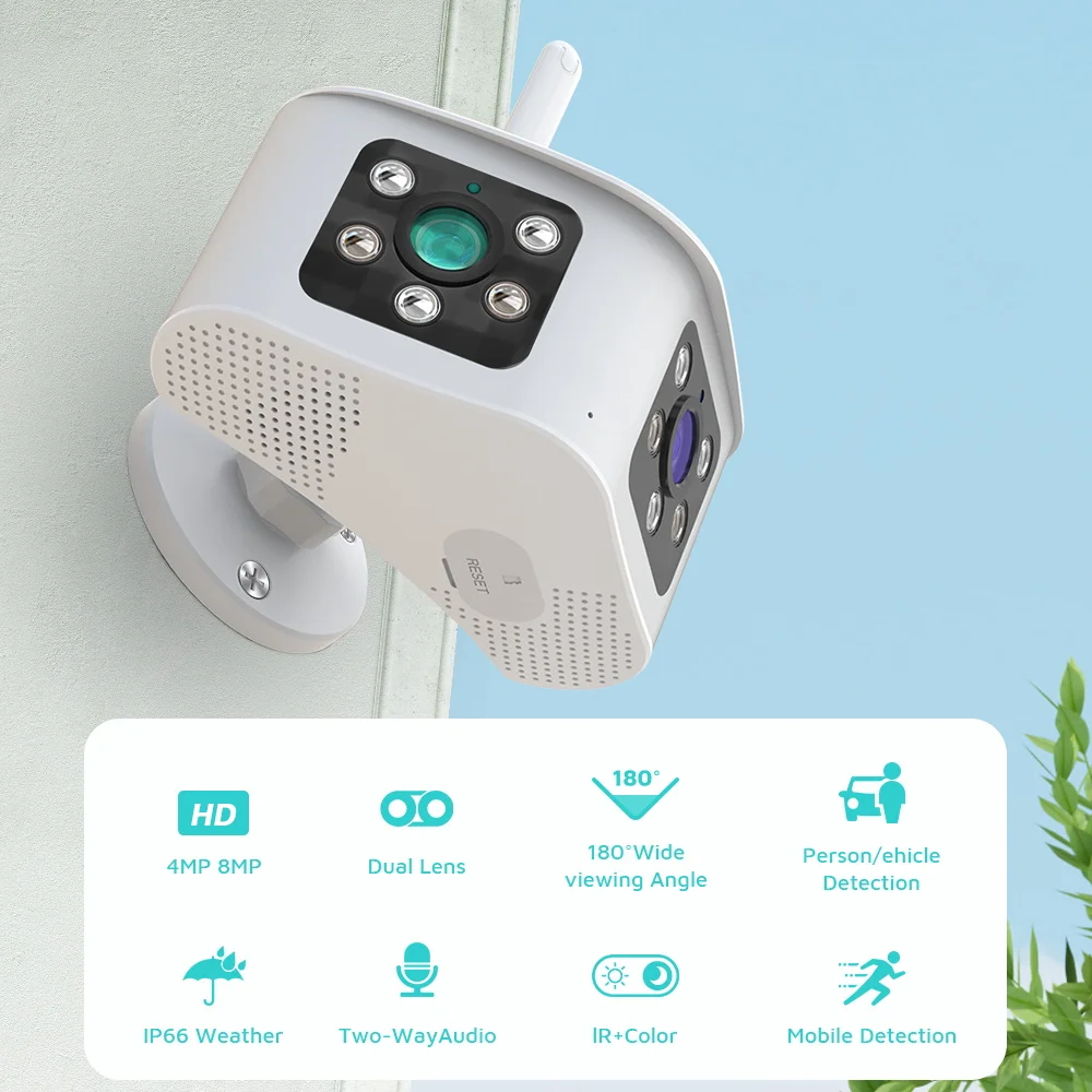 Camera inteligenta de supraveghere exterioara, lentila dubla de 8 MP ...