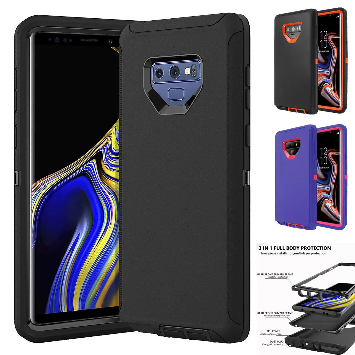 For-Samsung-Galaxy-Note-9-Phone-Case-3-Layer-Heavy-Duty-Armor ...
