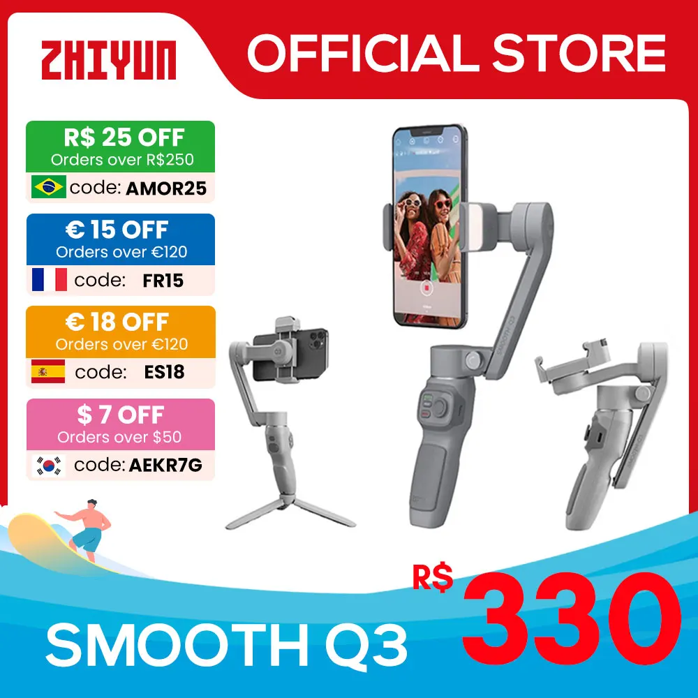Zhiyun Smooth Q3 Oficial Suave Q3 Telefone Cardan 3 Eixos Handheld Estabilizador Para Iphone 13 ...