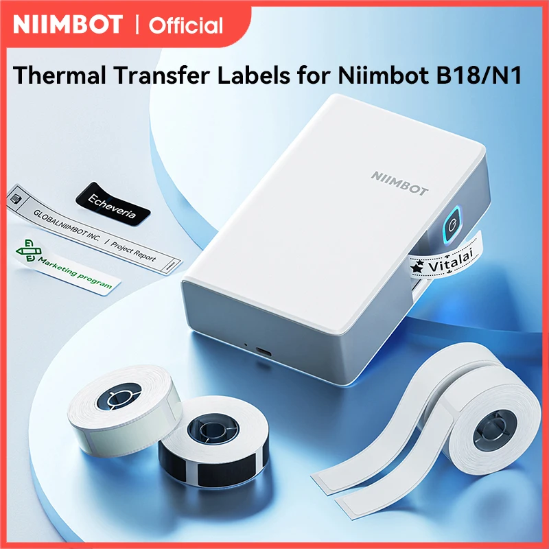 Niimbot N1/B18 PET Label Paper 2 Rolls Scratch-Resistant Tapes Carbon ...