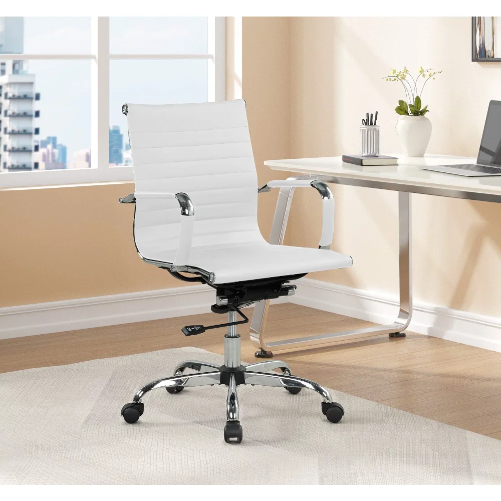 Mainstays-Ribbed-Back-PU-Leather-Office-Chair-Adjustable-Height-White ...