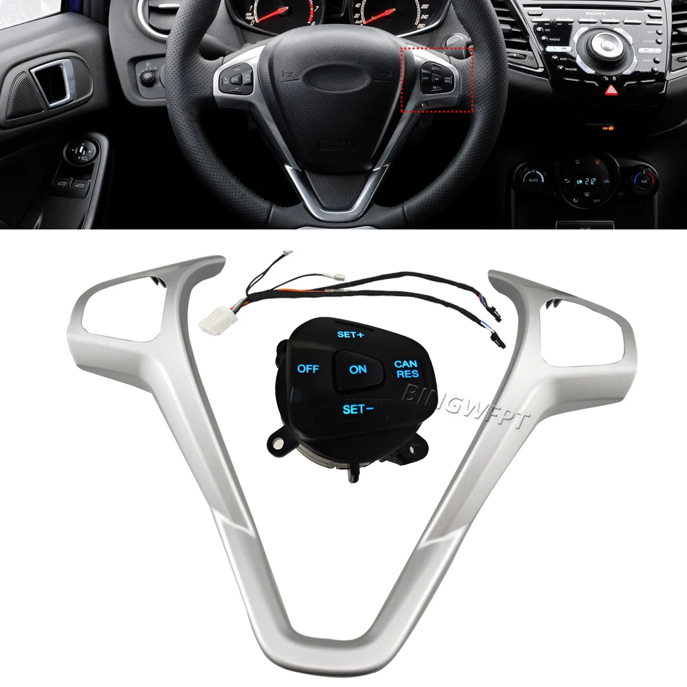 Car Frame Panel Steering Wheel Cover Decorative+Cruise Control Buttons ...