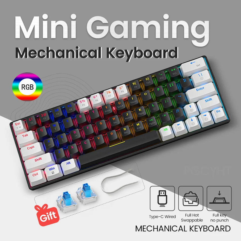 KA6406-60-Mini-Mechanical-Gamer-Keyboard-Hot-Swap-RGB-Backlight-Type-C ...
