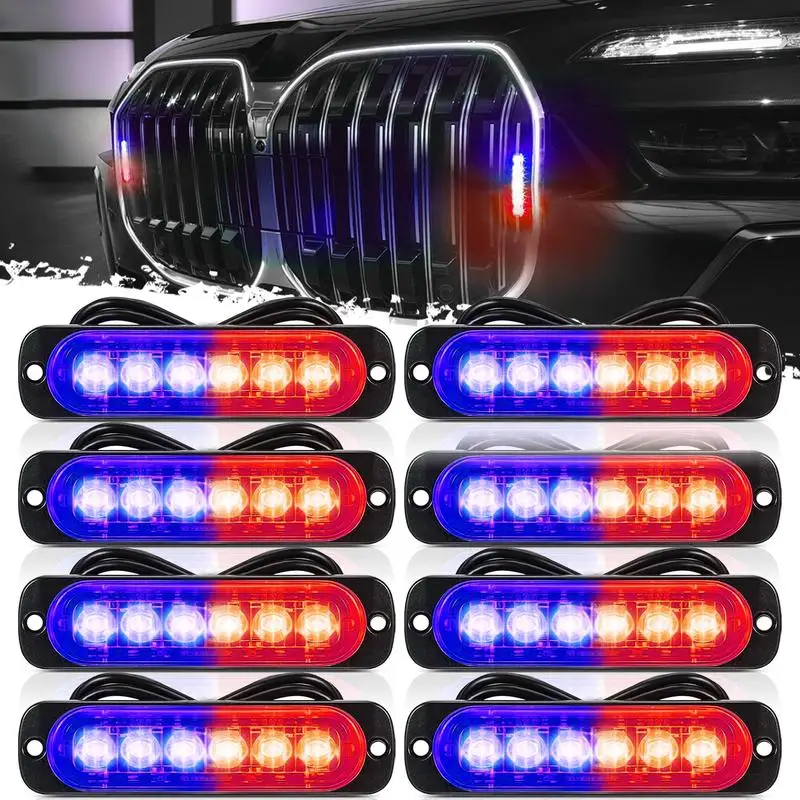 4/8pcs LED Signal Strobe Lights For Cars Trucks Motorcycles 12V 24V ...