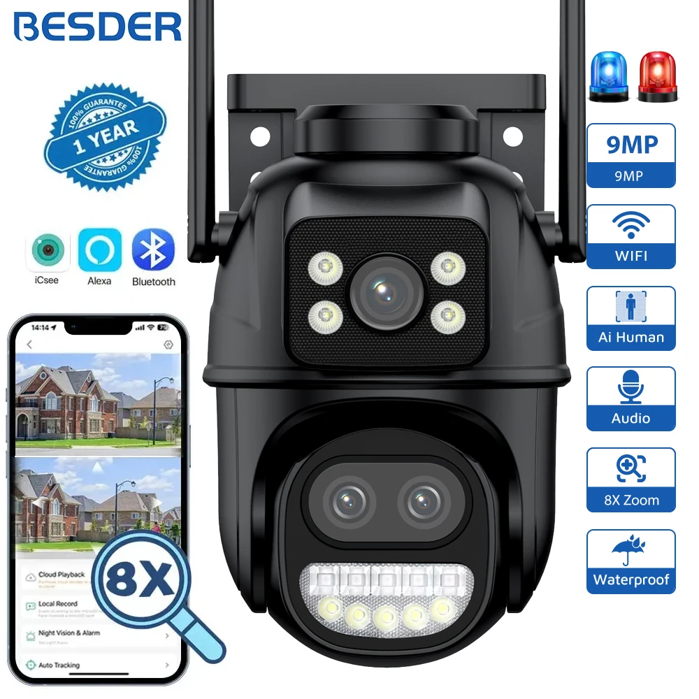 BESDER-9MP-Dual-Screen-Wifi-Camera-PTZ-8X-Digital-Zoom-Color-Night ...