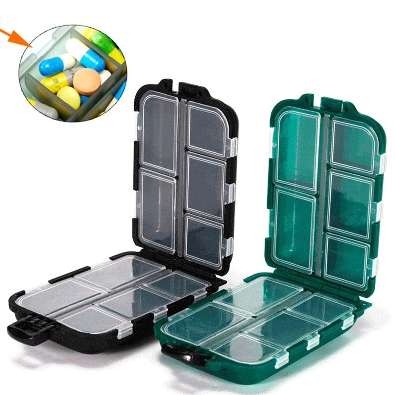 10 Grids Weekly Pill Box 7 Days Foldable Travel Medicine Holder Pill ...