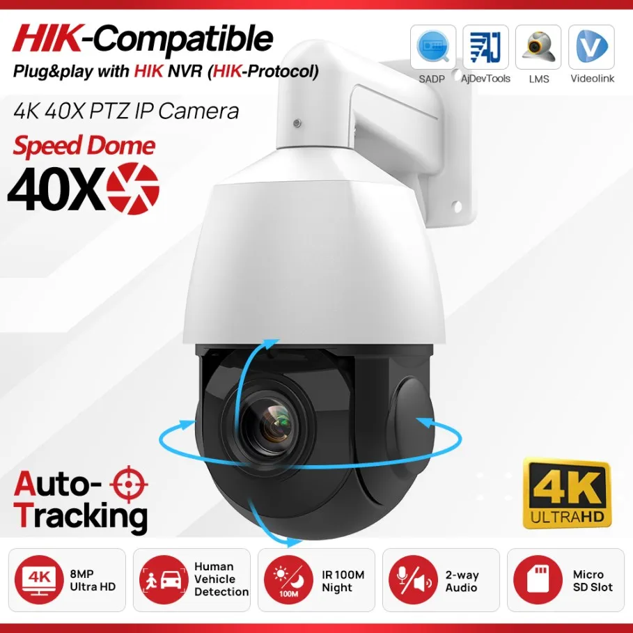 Hikvision-Compatible-8MP-PTZ-IP-Camera-40X-Zoom-Human-Vehicle-Tracking ...