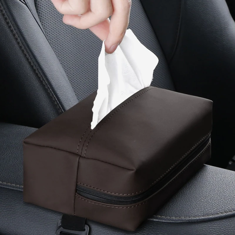 Car-Tissue-Box-Holder-Nappa-Leather-Car-Center-Console-Armrest-Napkin ...