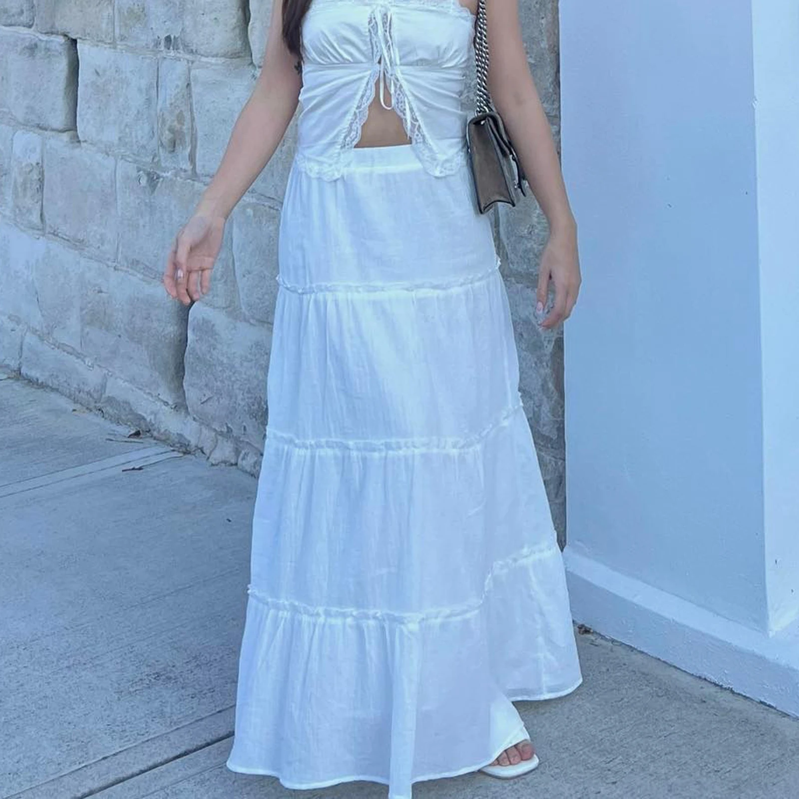 2024-Fashion-Women-Long-Skirt-Elegant-Low-Waist-Patchwork-Solid-Flowy ...