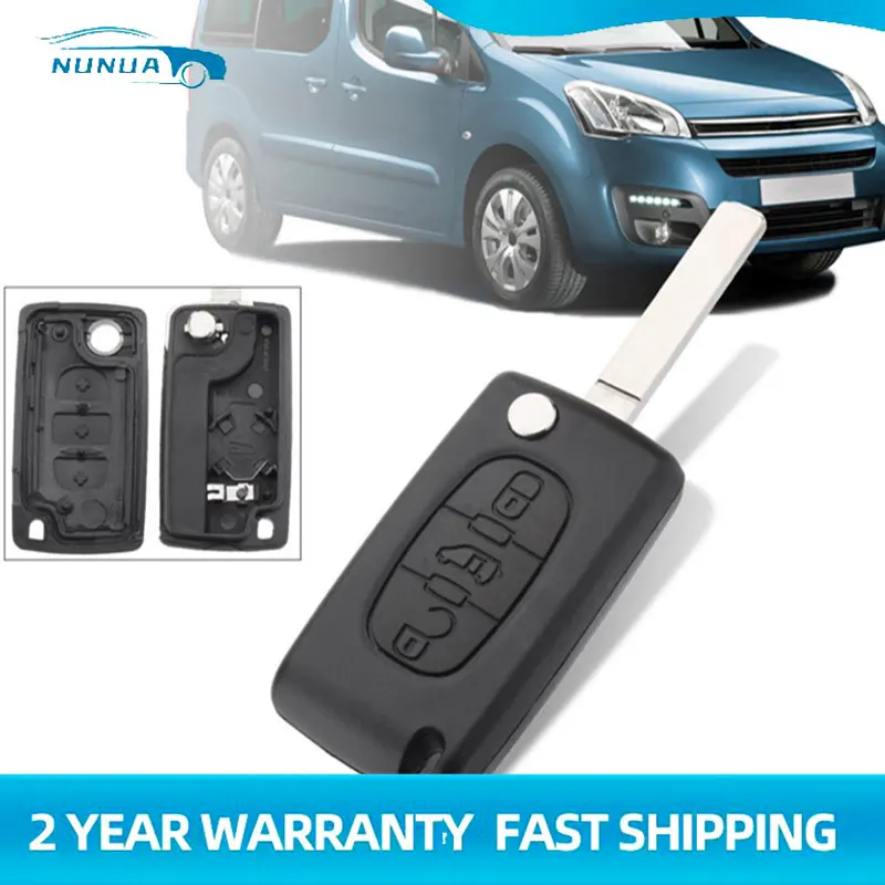 3-Button-Remote-Key-Housing-Flip-Key-Fob-Case-Shell-w-Blade-For-Peugeot ...