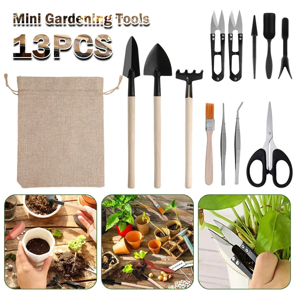13PCS-Succulent-Plants-Tool-Set-for-Indoor-Plant-Home-Garden-Kit-Black ...