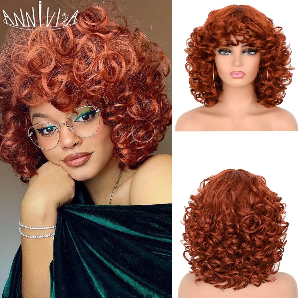 Copper-Red-Curly-Wig-Afro-Short-Kinky-Curly-Big-Bouncy-Wig-with-Bangs ...