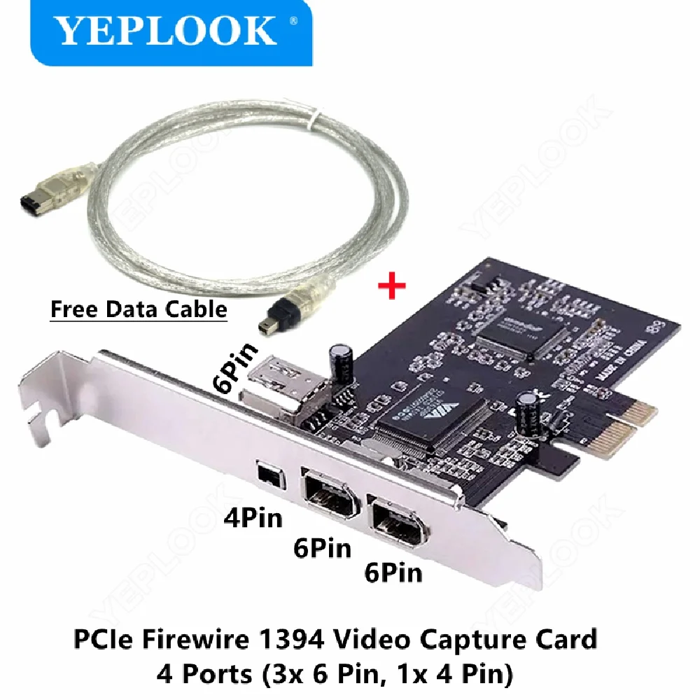 PCIe x1 IEEE Firewire 1394 DV Camera Audio HD Video Capture Adapter ...