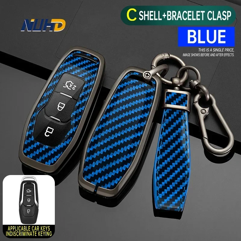 Carbon-fiber-Car-Key-Case-Keychain-for-Ford-Fusion-Mondeo-Mustang-F-150 ...