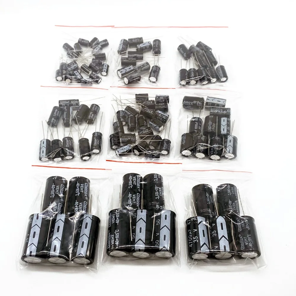 95Pcs-High-quality-9-value-kit-470uF-4700uF-Electrolytic-Capacitor ...