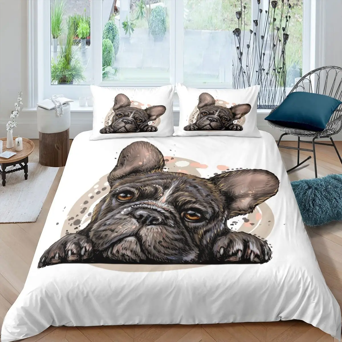 Bulldog-Duvet-Cover-French-Bulldogs-Bedding-Set-Twin-Polyester ...
