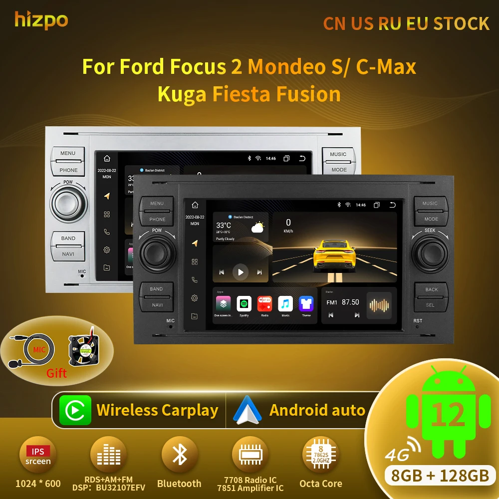 Hizpo-2-Din-Android-Autoradio-Stereo-GPS-Carplay-Car-Radio-For-Ford ...