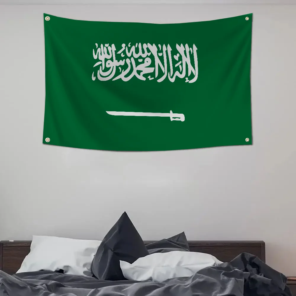1pc Saudi Arabia Flag Flag Flags And Banners Four Hole Flag Polyester ...