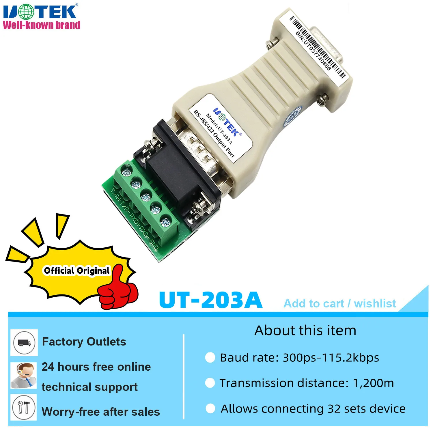UOTEK-RS-232-para-RS-422-RS-485-Conversor-RS232-para-RS485-Mini ...