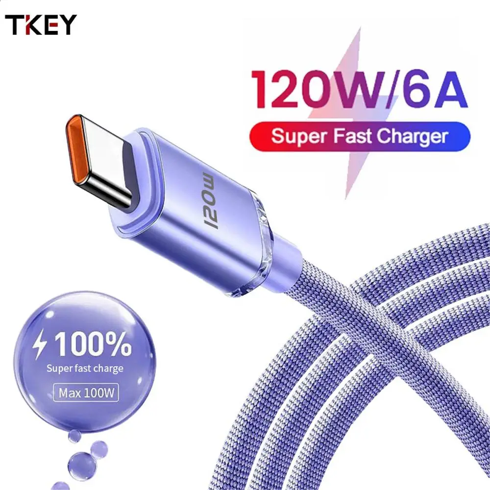 TKEY 6A Type C Super Fast Cahrger Cable Type-C Quick Charge Mobile ...