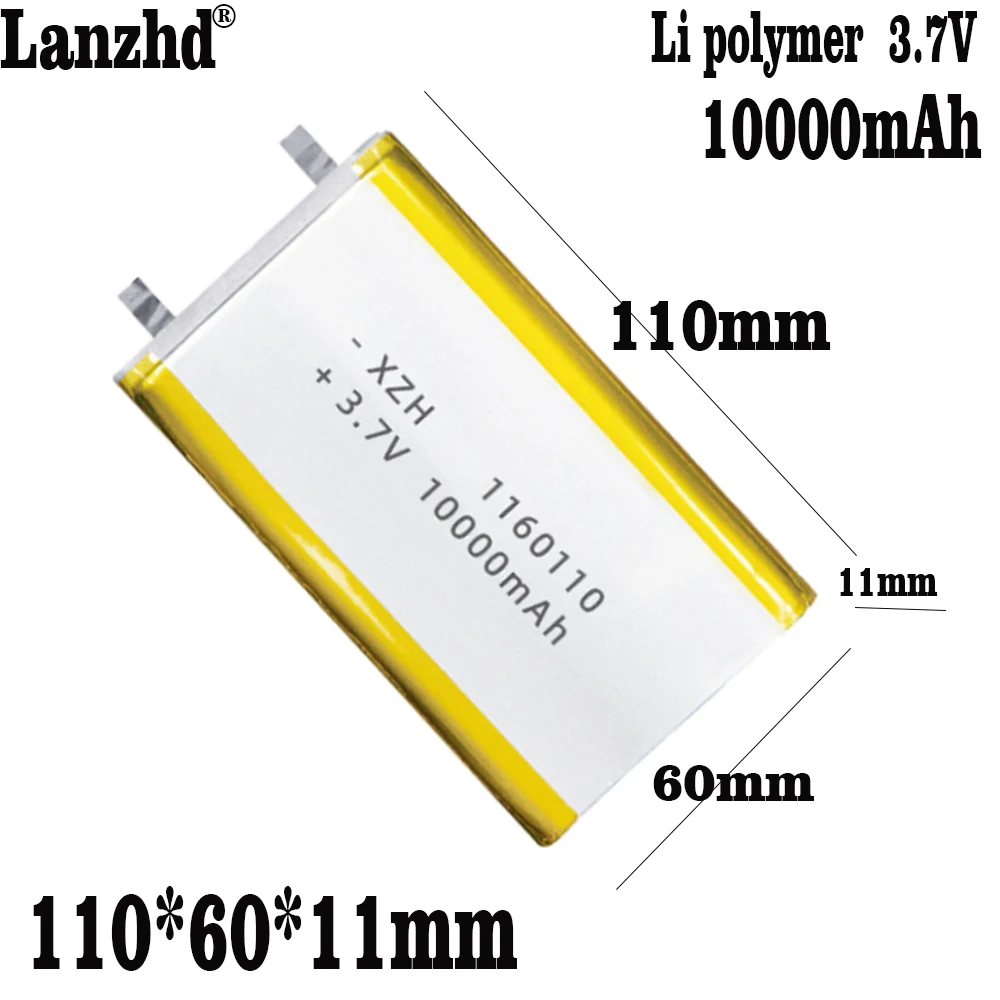 1-12pcs 3.7V Li Polymer lithium battery 1160110 10000mAh Large capacity ...