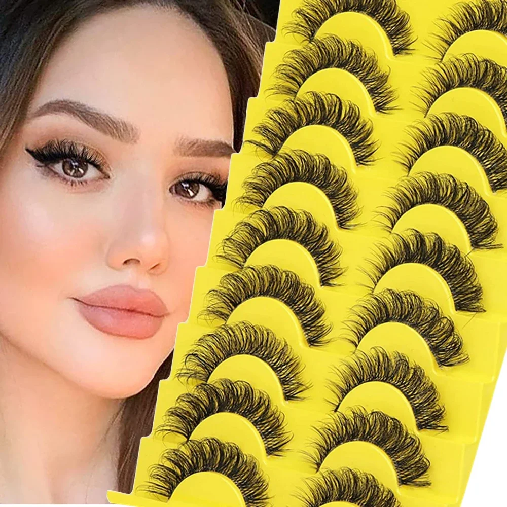 10-Pairs-Faux-Mink-Eyelashes-False-Eyelashes-Fluffy-Lashes-Dramatic ...