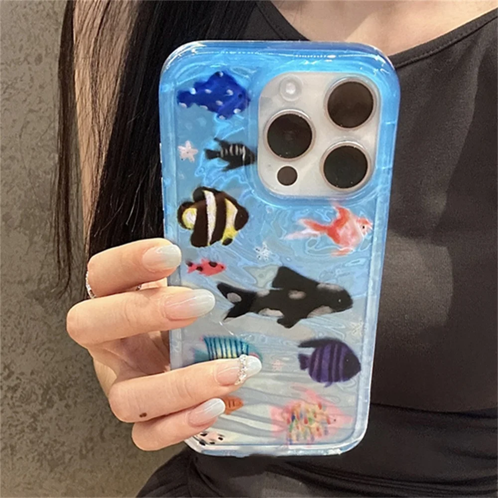 Cartoon-Aquarium-Ocean-Fish-Animal-Phone-Case-For-iPhone-15-13-14-12-11 ...