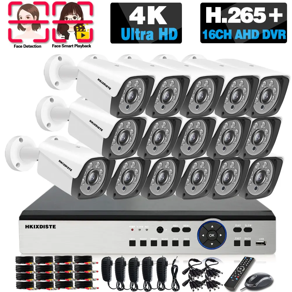 8 Channel CCTV DVR Home Security Camera System Kit 16CH 4K DVR Kit IR ...